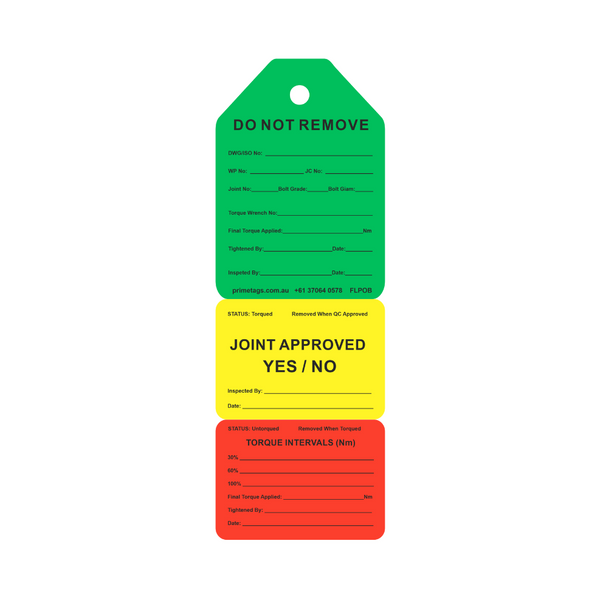 3-Stage Flange Tags with Sequential Numbers (Pack of 100) | Traceable ...